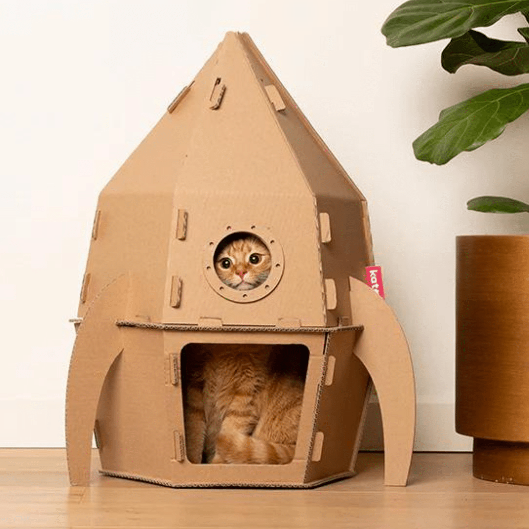 Kartonnen Kattenhuis Raket 65cm - Poewz.